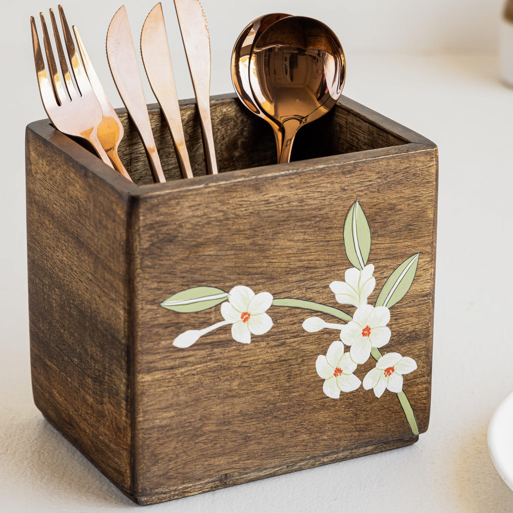 Bella Mango Wood Cutlery Stand – Aurum Crafts