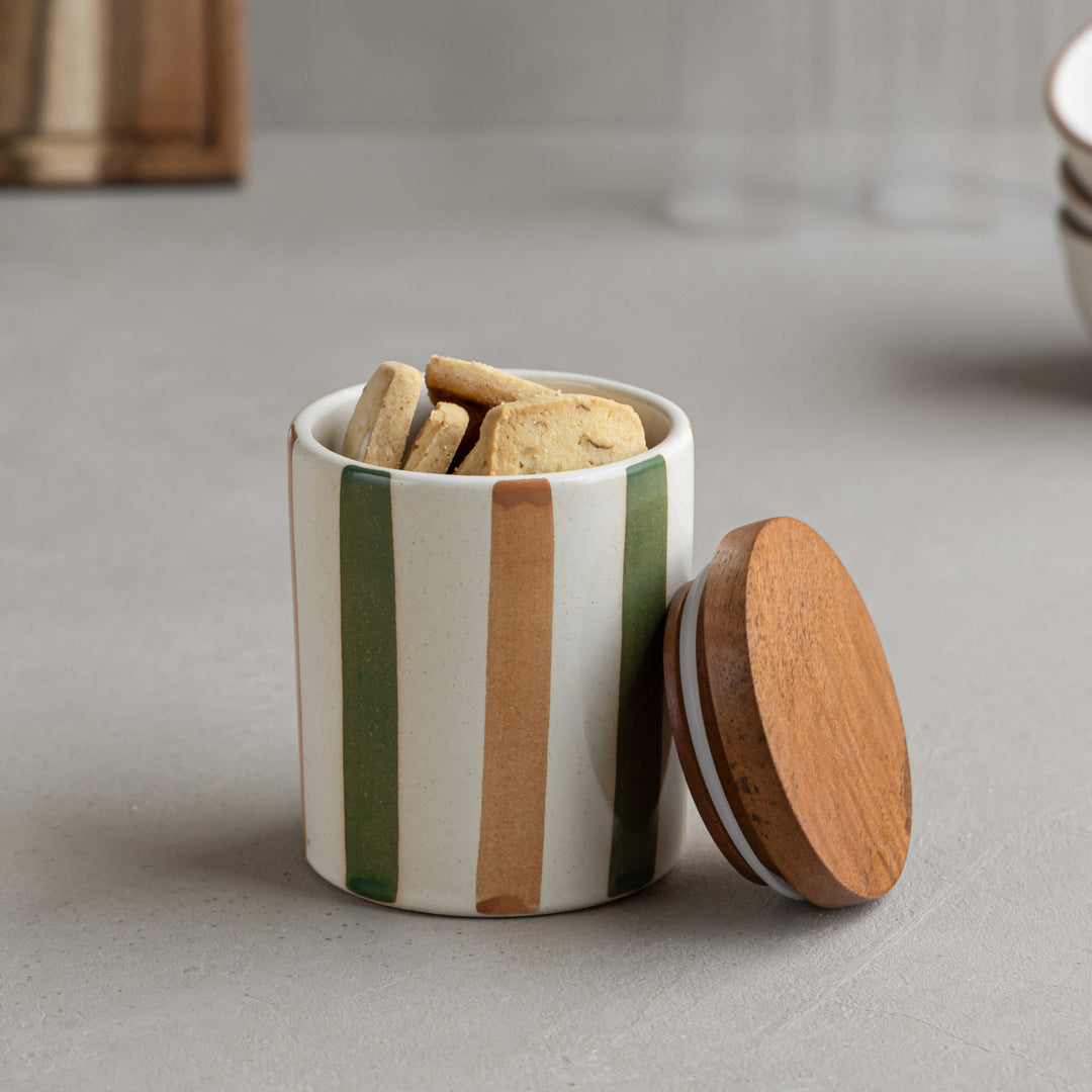 Aurum Crafts | Floral Green Handpainted Ceramic Jar Small (500ml) with ...