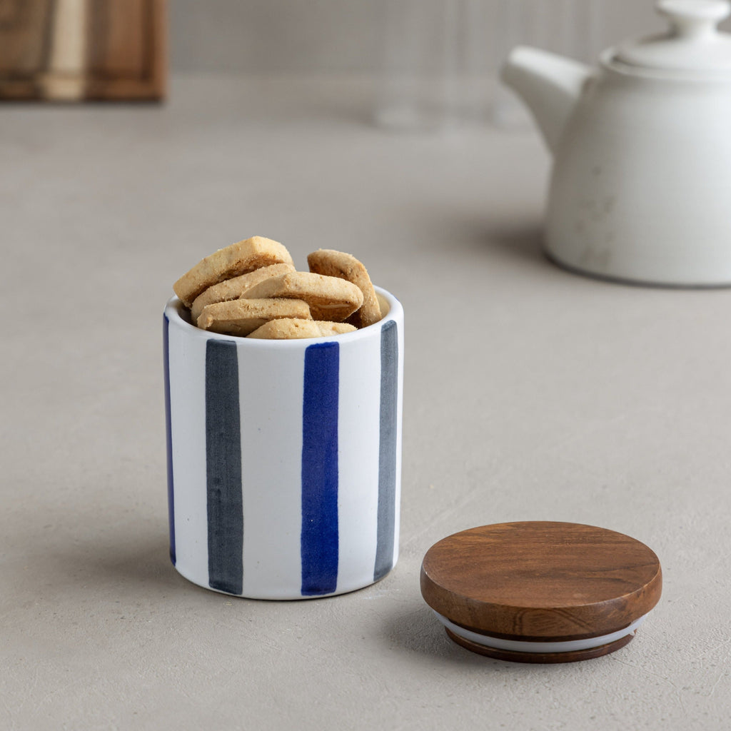 Aurum Crafts | Floral Blue Handpainted Ceramic Jar Small (500ml) with ...