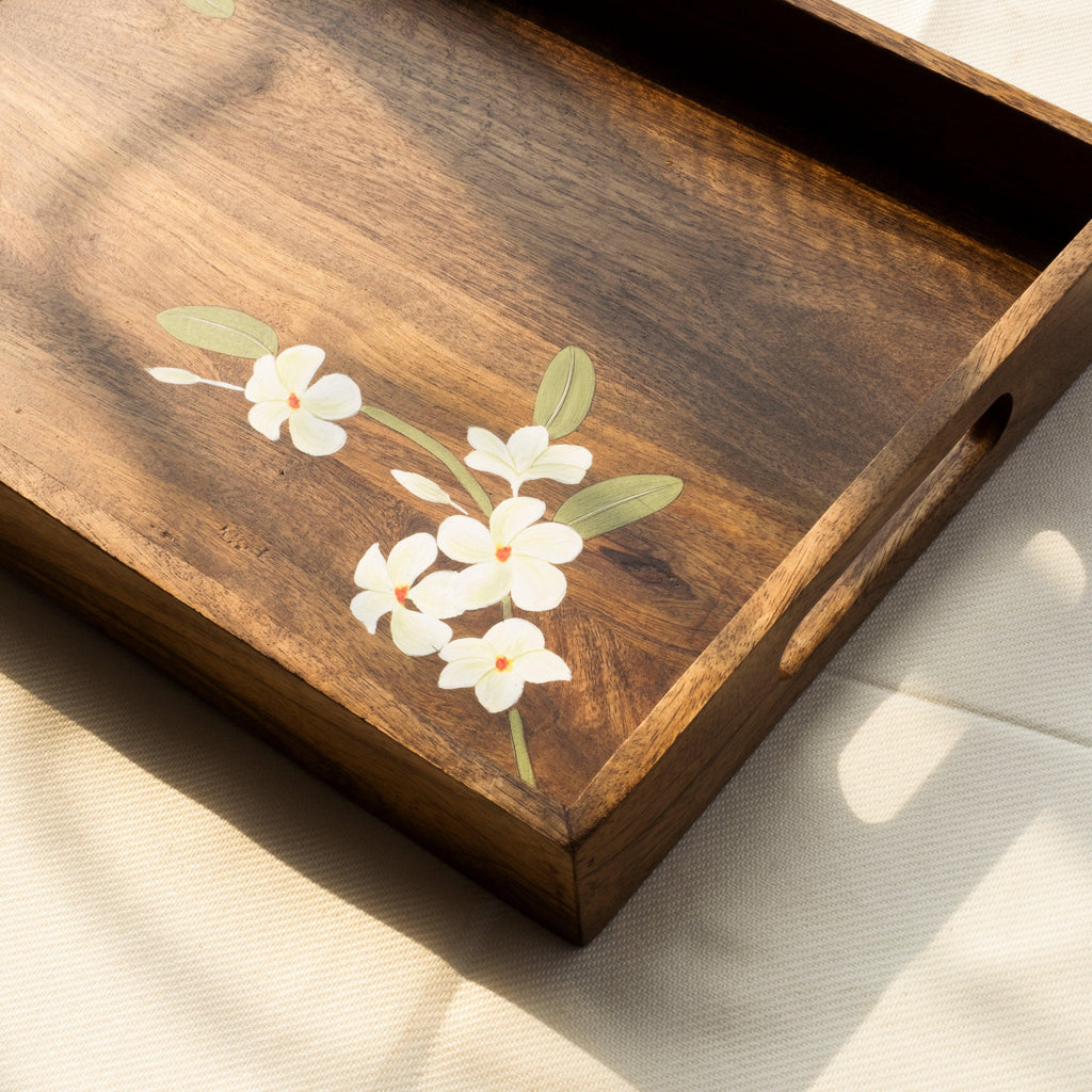 Aurum Crafts | Handpainted Premium Wooden Serving Tray (Size 16in x ...